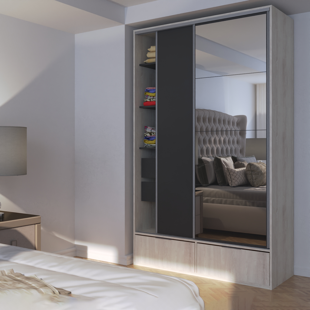 PANEL VARILLADO HASTA 65'' CON 3 PUERTAS BASCULANTES Y 3 ESTANTES ...