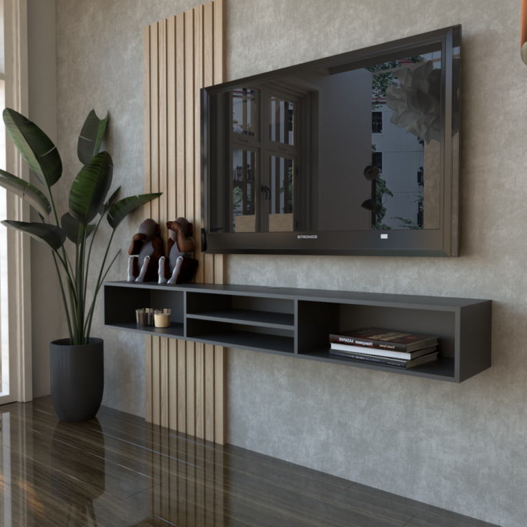 RACK FLOTANTE DE TV CON VARILLADO - Acasa Tienda